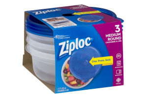 Ziploc Medium Round Containers & Lids - 3 CT Ziploc(25700709336 ...