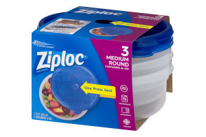 Ziploc Medium Round Containers & Lids - 3 CT Ziploc(25700709336 ...