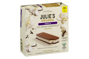 Julie's Organic Ice Cream Sandwich Vanilla - 6 CT Julie's(72609741219 ...