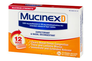 Mucinex-D Expectorant & Nasal Decongestant Extended-Release Tablets ...
