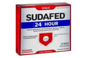 Sudafed 24 Hour Sinus Maximum Strength Non-Drowsy Tablets - 10 CT ...
