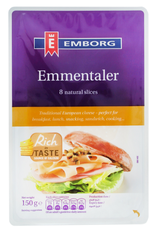 Сыр 45% твердый нарезка Emmentaler Emborg лоток 150г Emborg ...