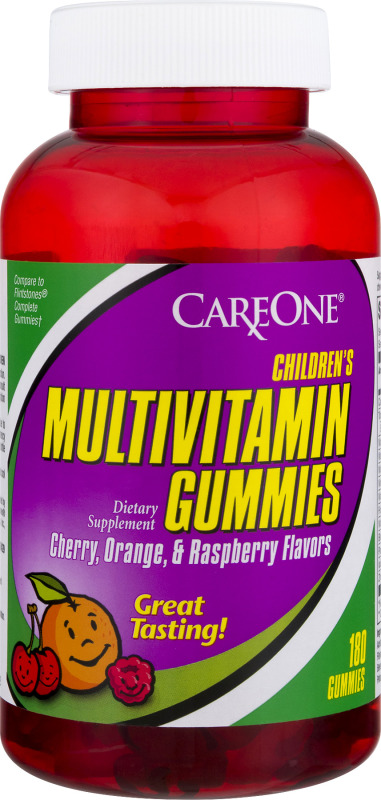 CareOne Children's Multivitamin Gummies Cherry, Orange & Raspberry ...