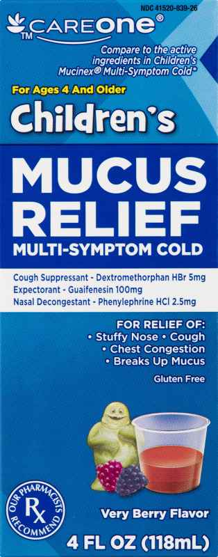 CareOne Children's Mucus Relief Multi-Symptom Cold Very Berry CareOne ...