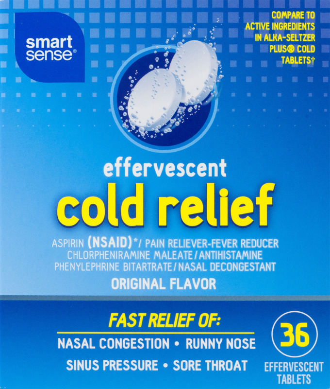 Smart Sense Effervescent Cold Relief Oringal Flavor - 36 CT Smart Sense ...