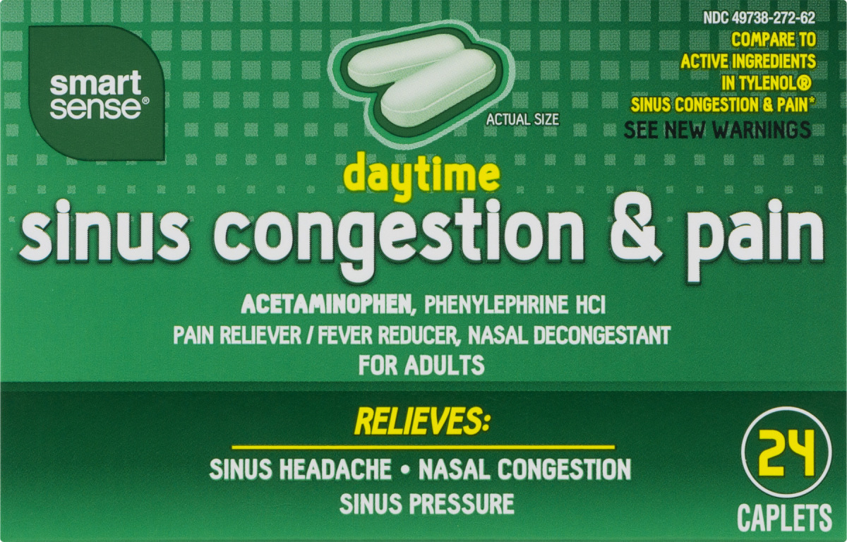 Smart Sense Daytime Sinus Congestion & Pain Caplets - 24 CT Smart Sense ...