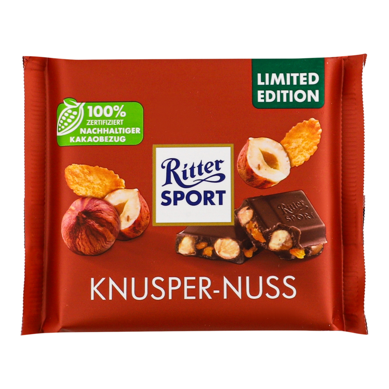 Шоколад молочный с целым фундуком и кукурузными хлопьями Ritter Sport м ...