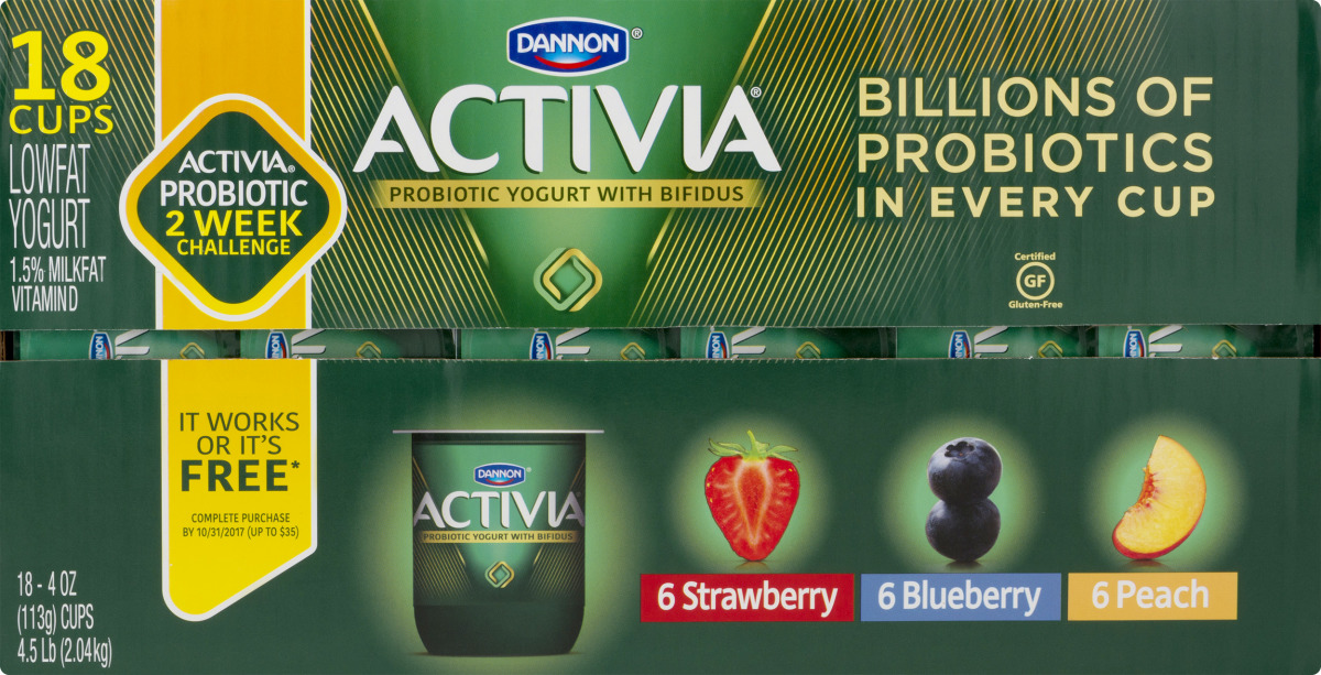 Dannon Activia Lowfat Probiotic Yogurt with Bifidus Variety Pack - 18 ...