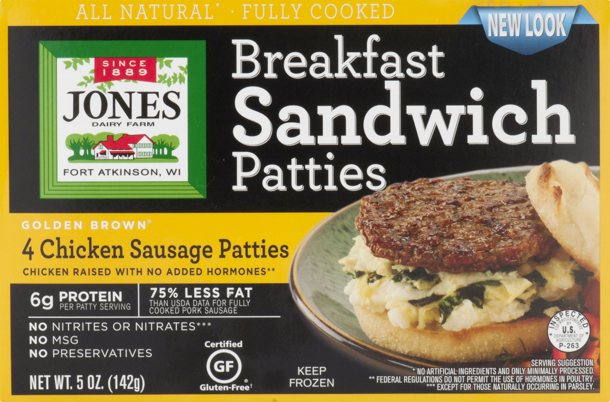 Jones Dairy Farm Breakfast Sandwich Patties Chicken Sausage - 4 CT ...