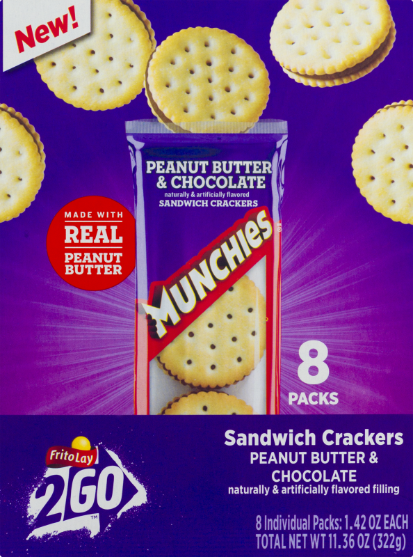 Frito Lay 2 Go Munchies Peanut Butter & Chocolate Sandwich Crackers - 8 ...