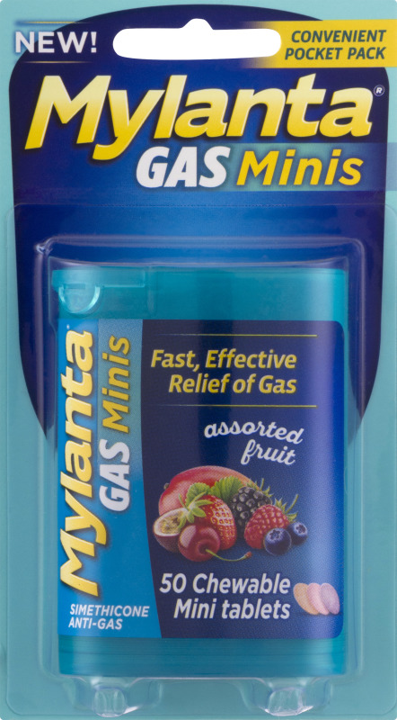 Mylanta Gas Minis Chewable Tablets Assorted Fruit - 50 CT Mylanta ...