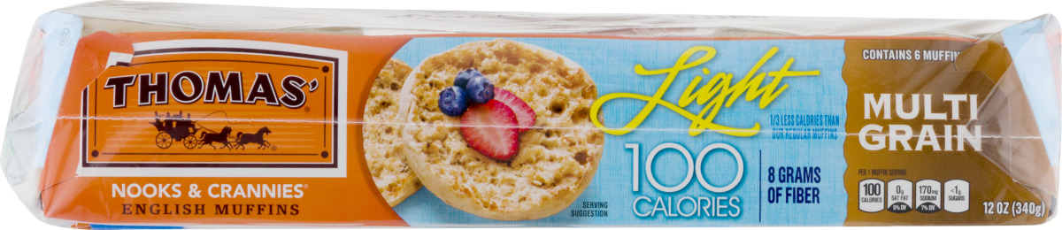 Thomas' Light 100 Calories Multi Grain English Muffins - 6 CT Thomas ...