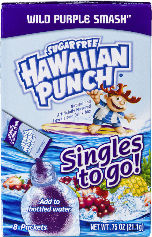 Hawaiian Punch Singles To Go Sugar Free Drink Mix Packets Wild Purple