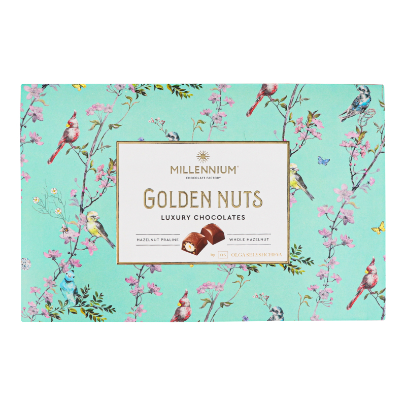 Конфеты шоколадные с начинкой и целыми орехами Golden Nut Millennium к ...