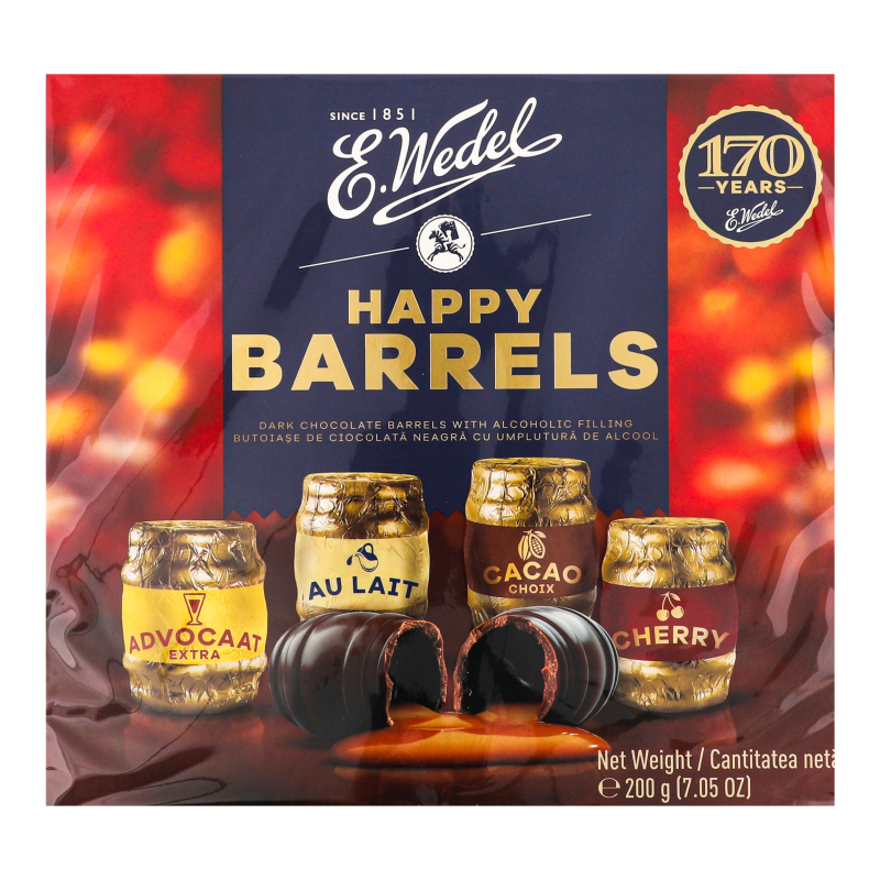 Конфеты шоколадные с алкогольной начинкой Happy barrels E.Wedel к/у ...