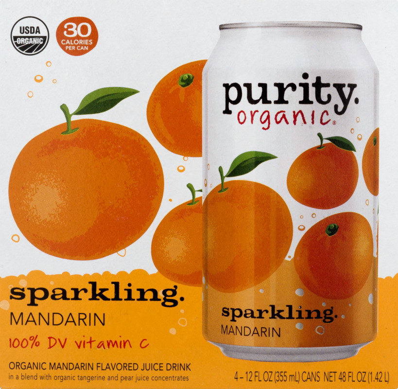 Purity Organic Sparkling Juice Drink Mandarin - 4 CT Purity Organic ...
