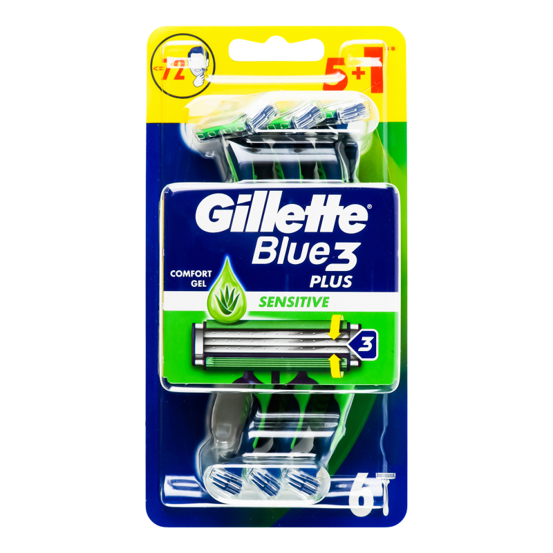 Станок для бритья одноразовый Sensitive Blue 3 Plus Gillette 6шт ...