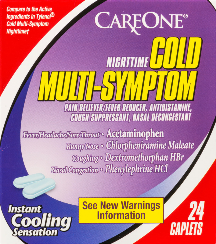CareOne Nighttime Cold Multi-Symptom Caplets - 24 CT CareOne ...