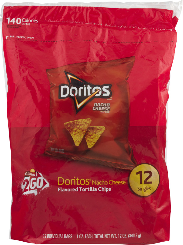 Frito Lay 2 GO Doritos Nacho Cheese Flavored Tortilla Chips - 12 CT ...