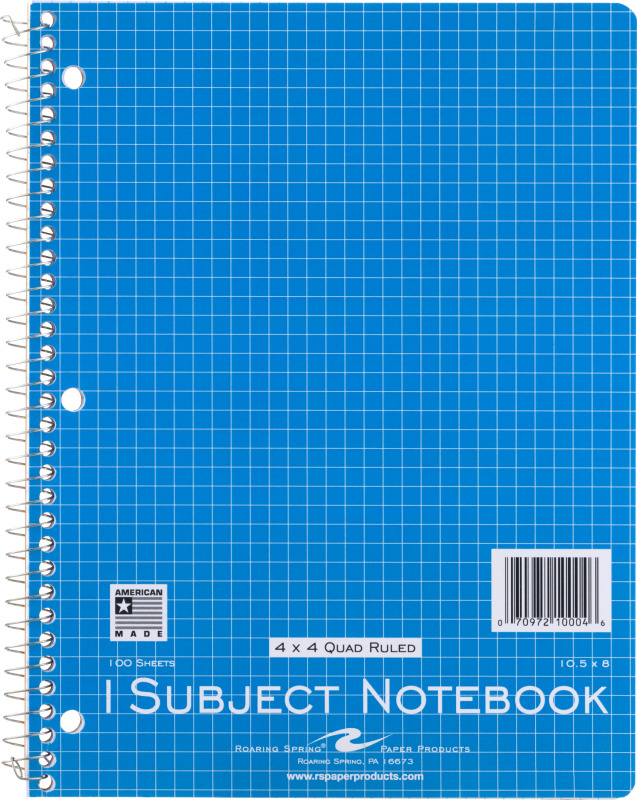 Roaring Spring 1 Subject Notebook - 100 Sheets Roaring Springs ...