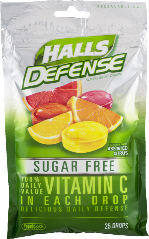 Halls Defense Sugar Free Vitamin C Drops Assorted Citrus - 25 CT Halls ...