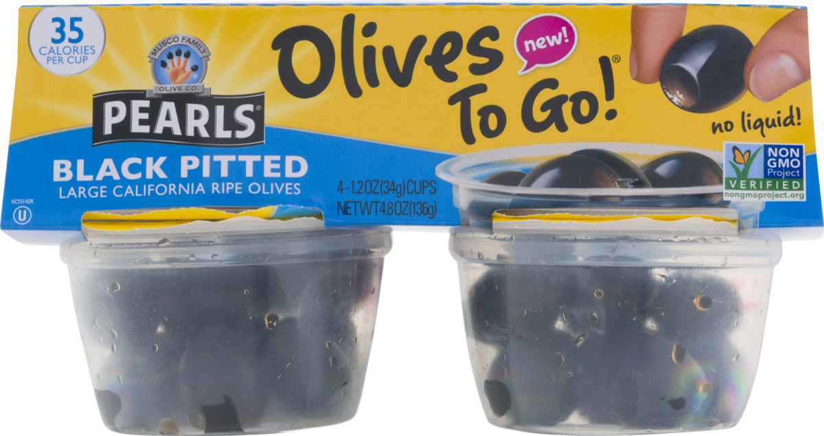 Pearls Olives To Go! Black Pitted Large California Ripe Olives - 4 PK ...