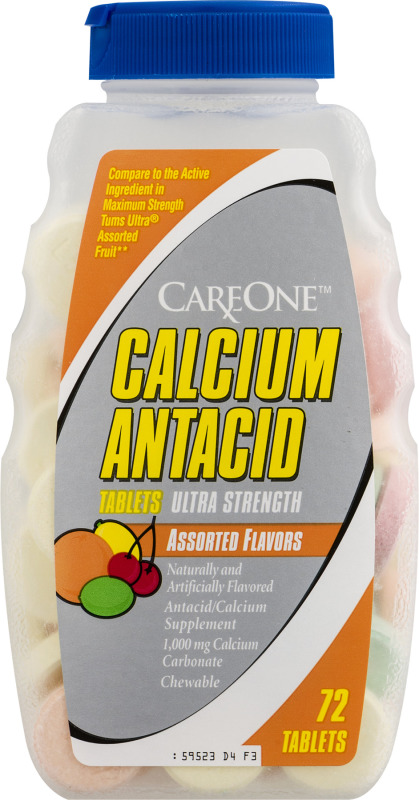 CareOne Calcium Antacid Ultra Strength Tablets Assorted Flavors - 72 CT ...