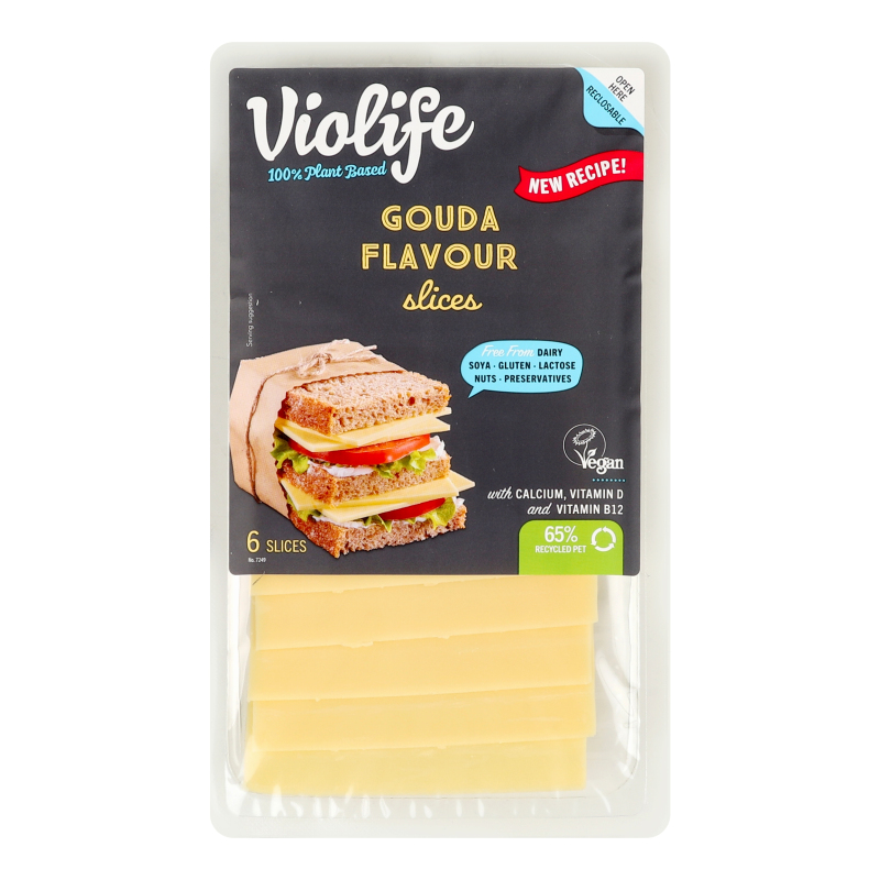 Продукт пищевой ломтиками с кокосовым маслом Gouda Violife лоток 100г ...
