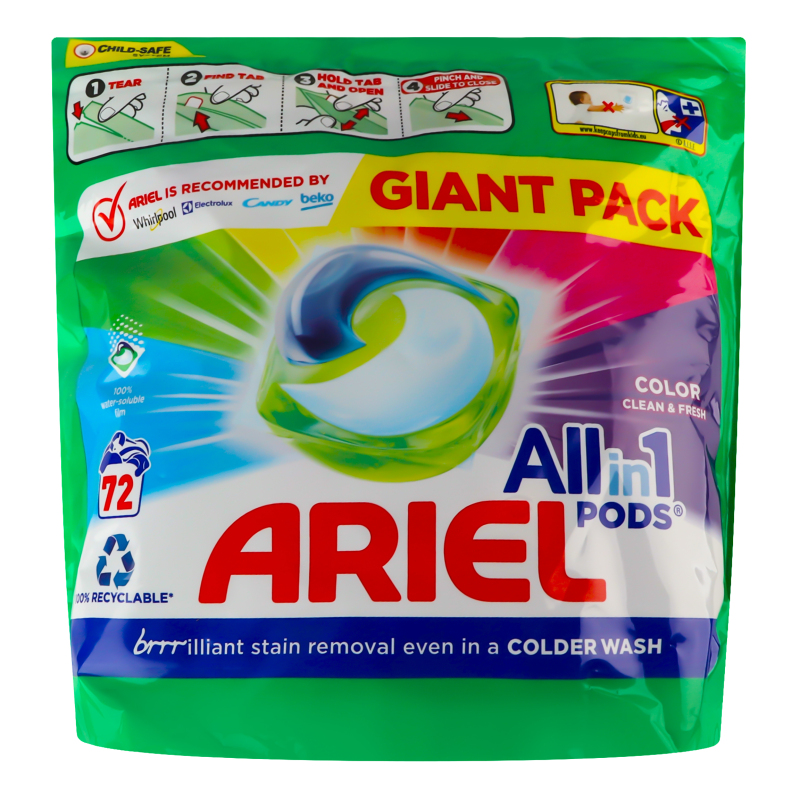 Засіб мийний рідкий синтетичний у капсулах Color Clean&Fresh Allin1 ...