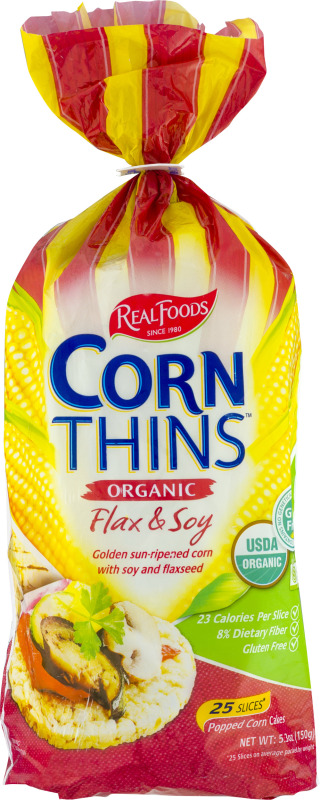 Real Foods Corn Thins Organic Flax & Soy Slices - 25 CT Real Foods ...