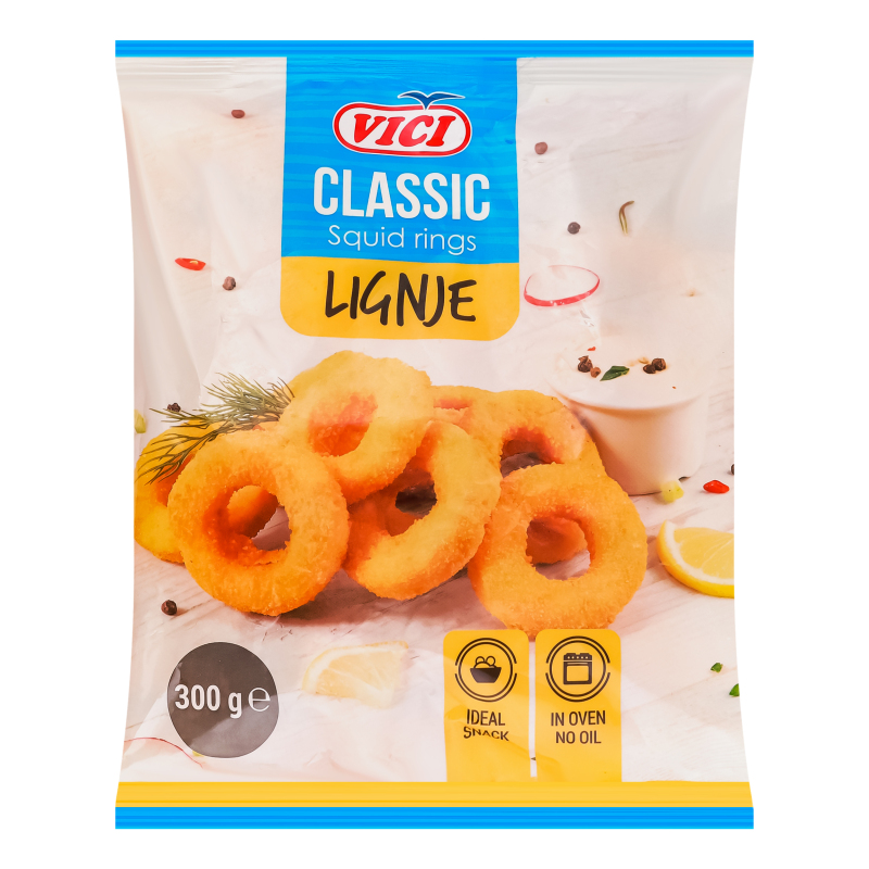 Кольца кальмара замороженные в панировке Classic Vici м/у 300г Vici(4740056075282): купить в ...