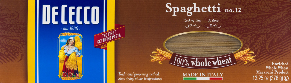 De Cecco Spaghetti No. 12 100% Whole Wheat De Cecco(24094730124 ...