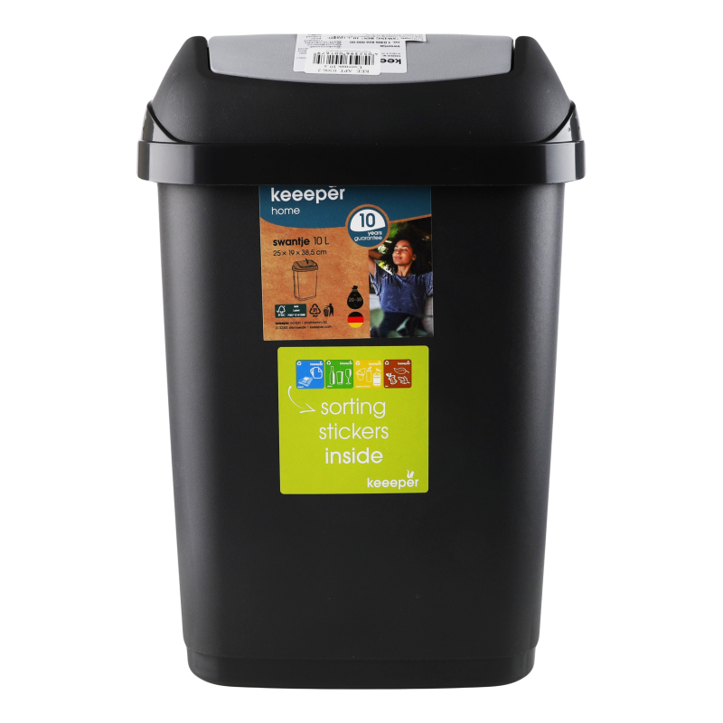 Мусорник графит 10л №0306.2 Swing bin Keeeper 1шт Keeeper(4052396001679 ...
