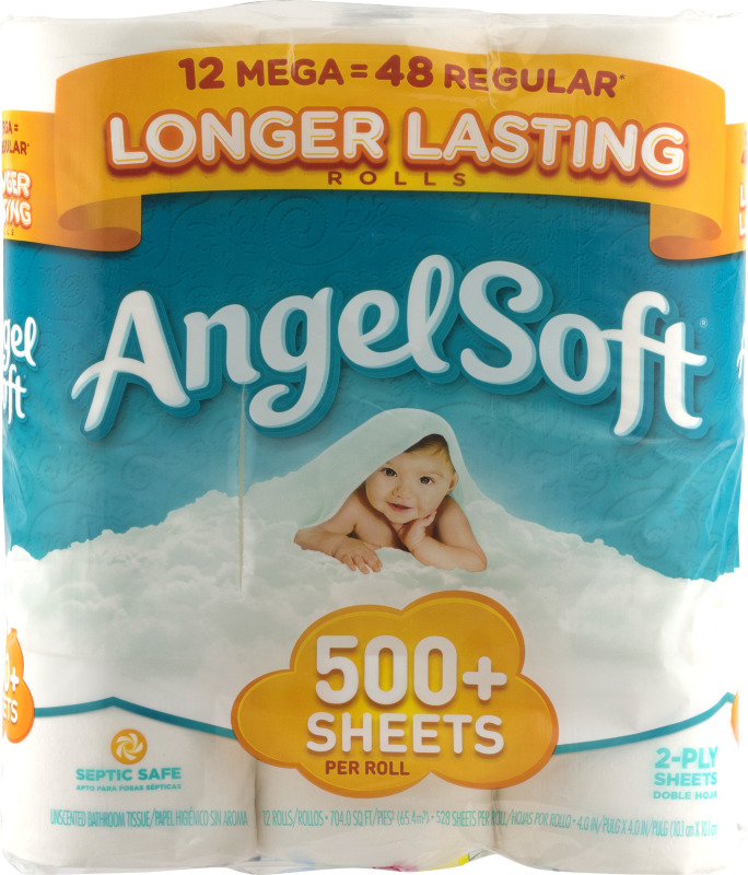 Angel Soft Bathroom Tissue Mega Rolls - 12 CT Angel Soft(30400790201 ...