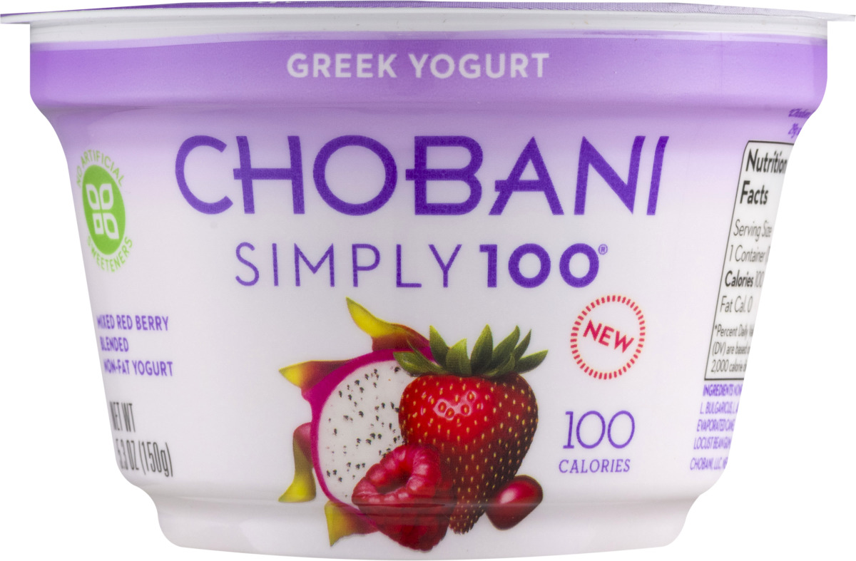 Chobani Simply 100 Greek Blended Yogurt Mixed Berry Non-Fat Chobani ...
