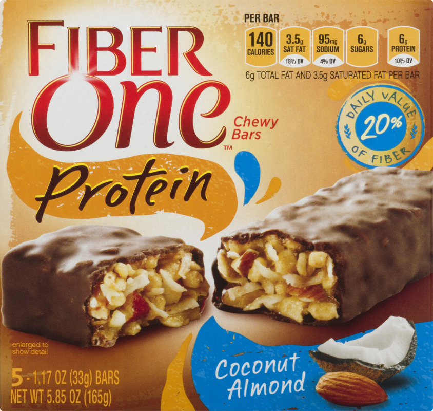 Fiber One Protein Chewy Bars Coconut Almond - 5 CT Fiber One ...
