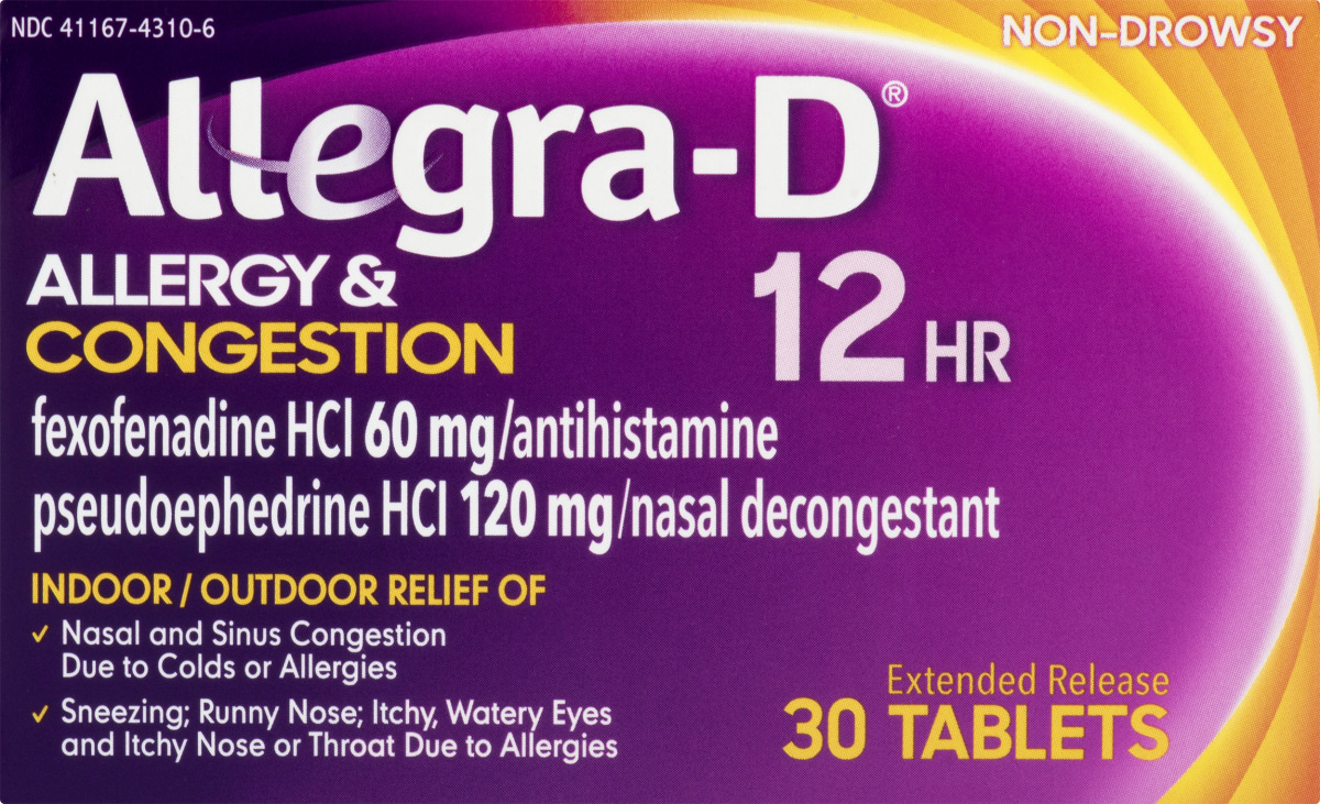 Allegra-D 12HR Allergy & Congestion Tablets - 30 CT Allegra-D ...