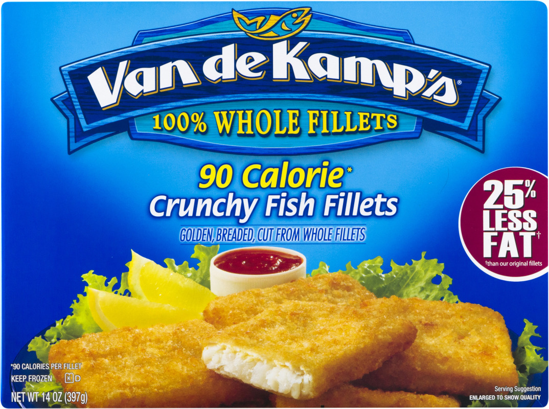 Van de Kamp's 100% Whole Fillets 90 Calorie Crunchy Fish Fillets Van de ...