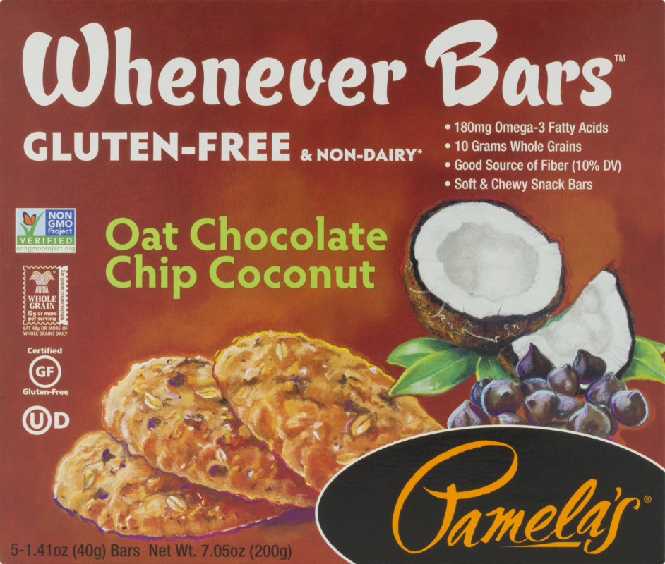 Pamela's Whenever Bars Gluten-Free Oat Chocolate Chip Coconut - 5 CT ...