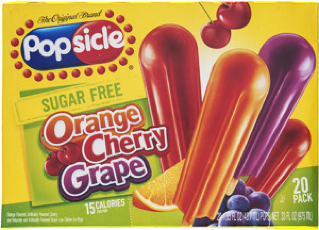 Popsicle Orange Cherry Grape Sugar Free Ice Pops - 20 PK Popsicle ...