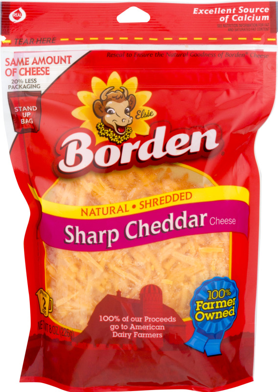 Borden Natural Shredded Sharp Cheddar Cheese Borden(53000053644 ...