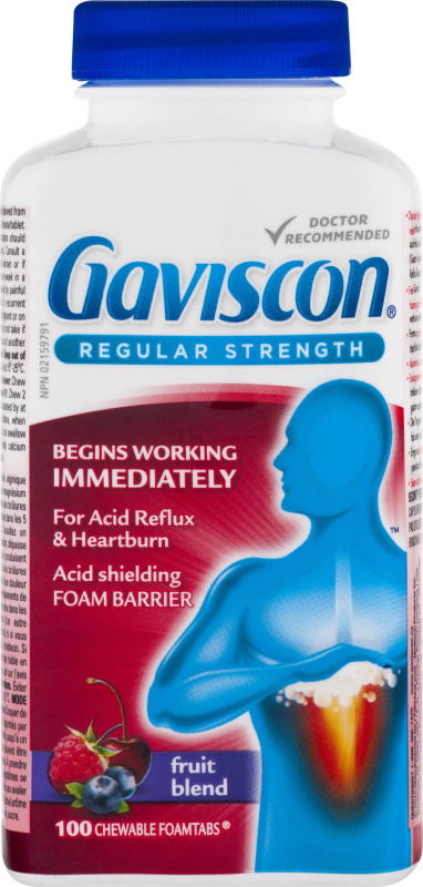 (CN) Gaviscon Regular Strength Chewable Foamtabs Fruit Blend - 100 CT ...