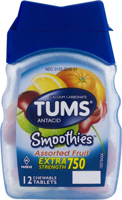 Tums Antacid Chewable Tablets Smoothies Assorted Fruit - 12 CT Tums ...
