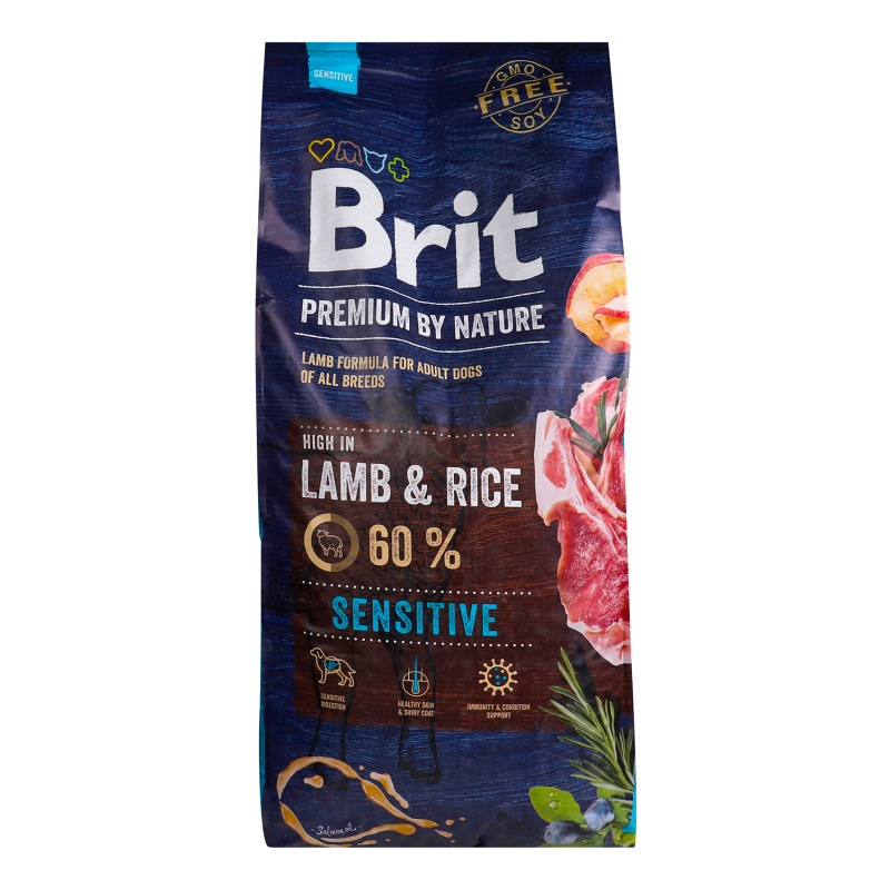 Корм сухой для собак всех пород Lamb&Rice Sensitive Brit м/у 15кг Brit ...