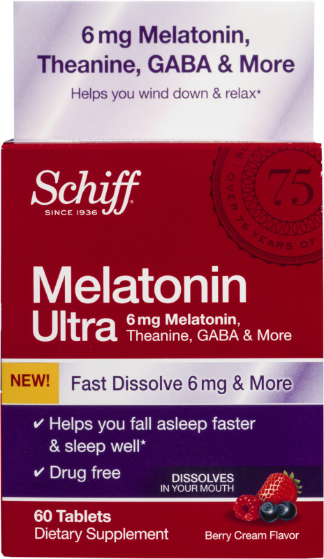 Schiff Melatonin Ultra 6mg Tablets Berry Cream Flavor - 60 CT Schiff ...