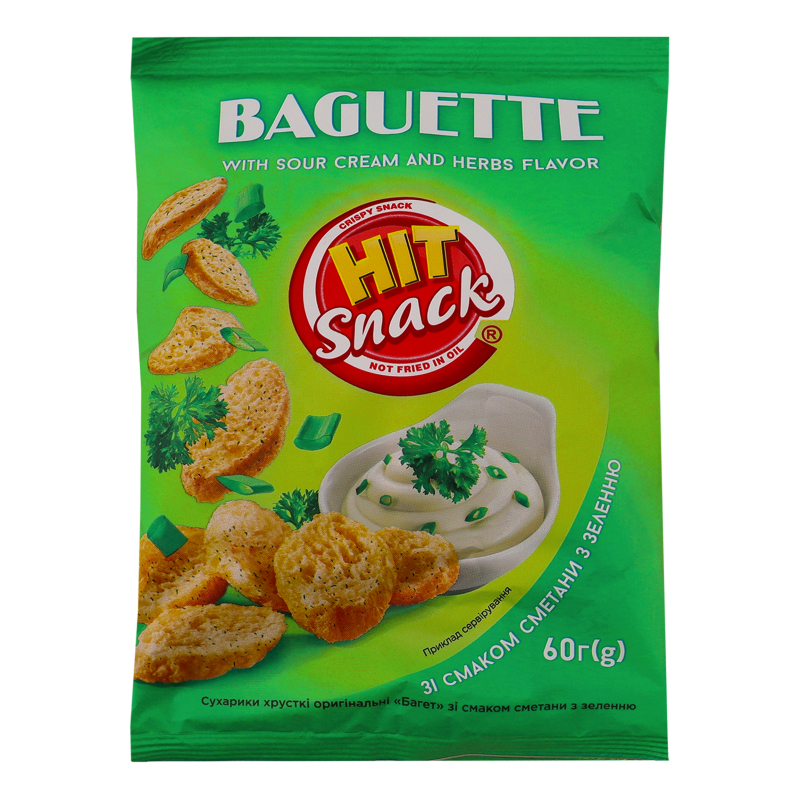 Сухарики со сметаной с зеленью Багет Hit snack м/у 60г Hit snack ...