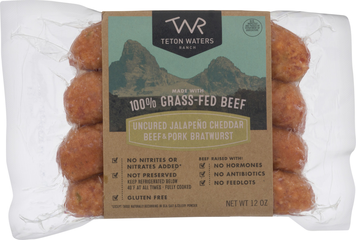 Teton Waters Ranch 100% Grass-Fed Beef Bratwurst Jalapeno & Cheddar ...