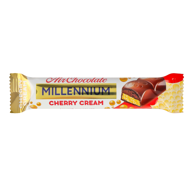 Шоколад молочный пористый с вишневой начинкой Cherry Cream Air Chocolate Millennium м/у 27г ...