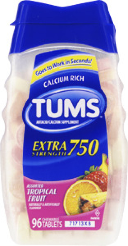 Tums Extra Strength 750 Assorted Tropical Fruit Antacid/Calcium ...