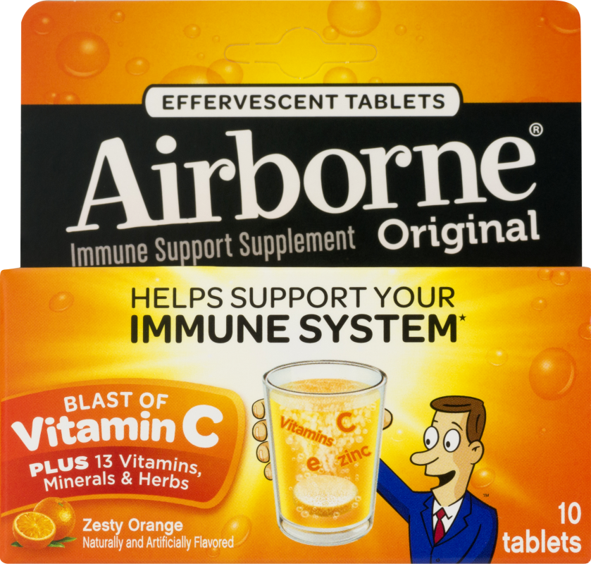 Airborne Original Immune Support Supplement Effervescent Tablets Zesty ...